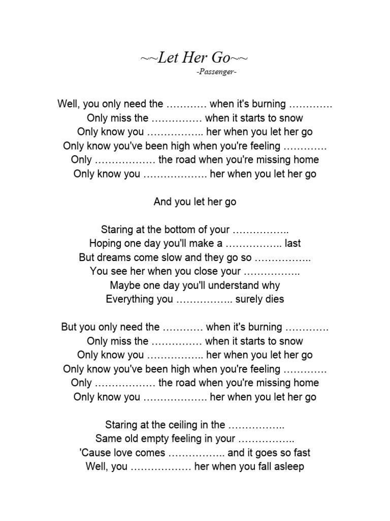 "Let Her Go Lyrics Analysis" | PDF
