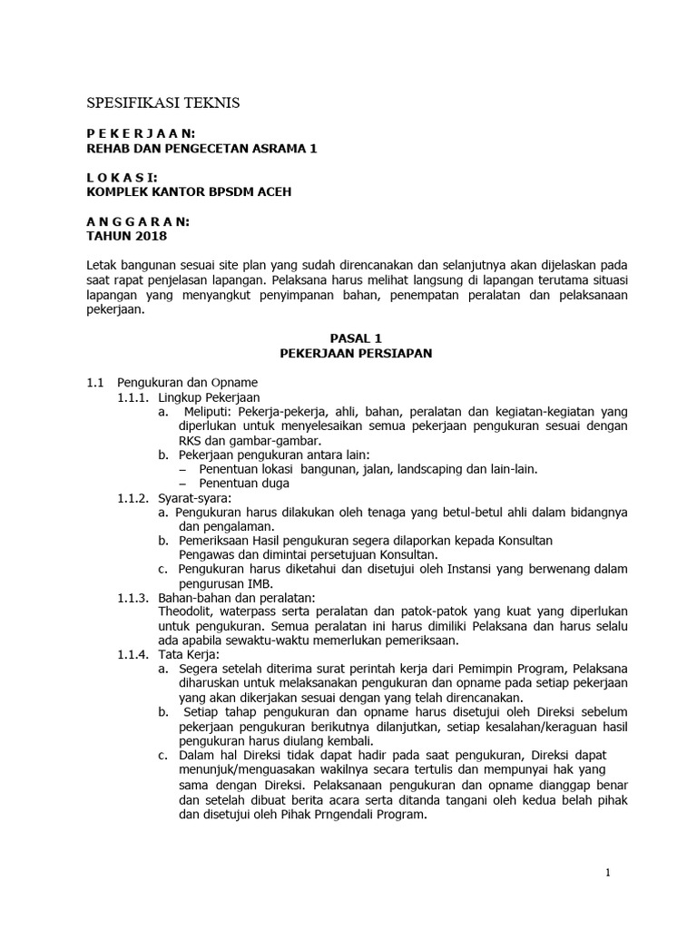 RKS Rehap Dan Pengecetan Asrama 1 | PDF