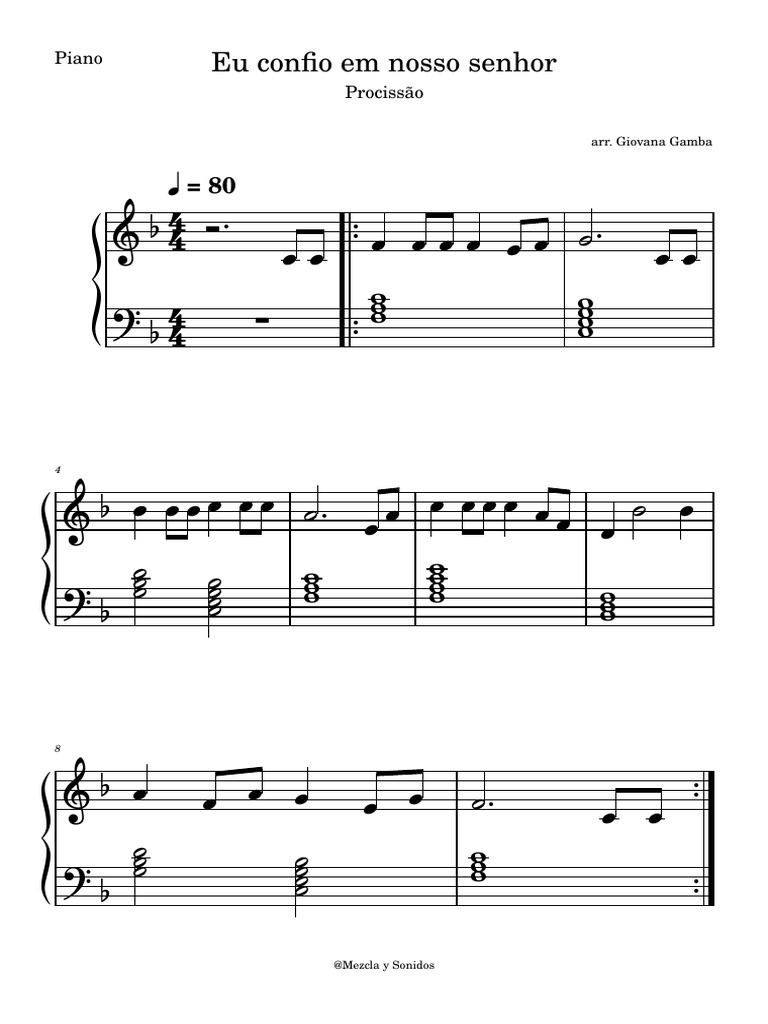 Partitura: Eu Confio em Nosso Senhor | PDF