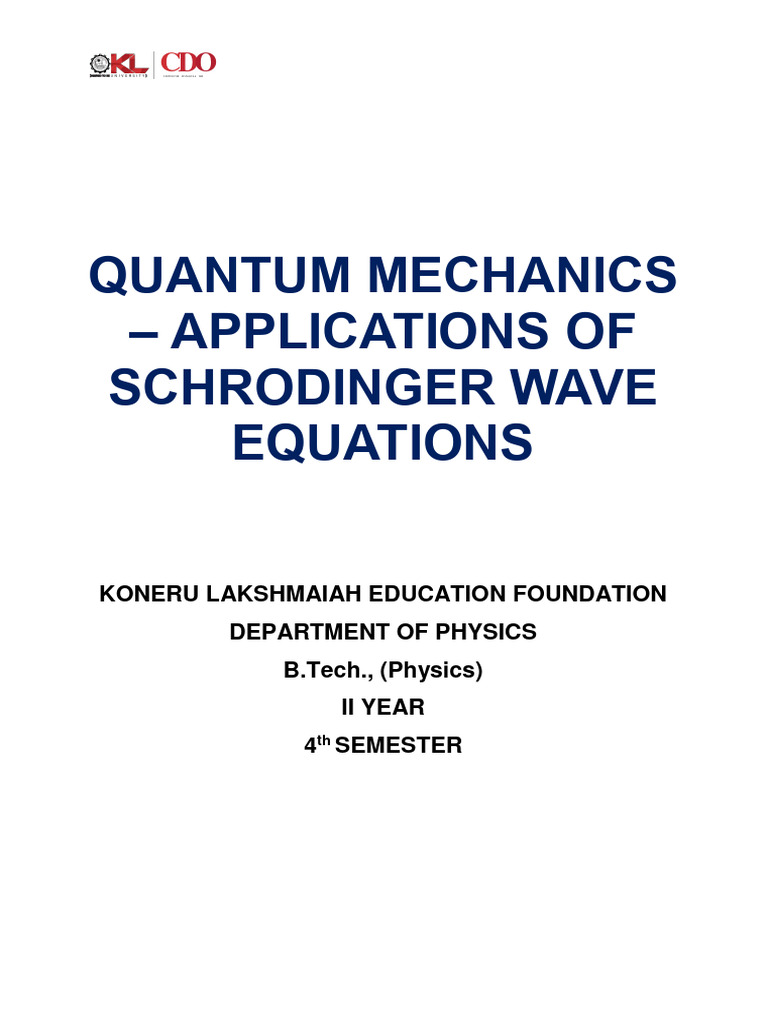 QPE QM-Applications | Download Free PDF | Schrödinger Equation | Wave ...