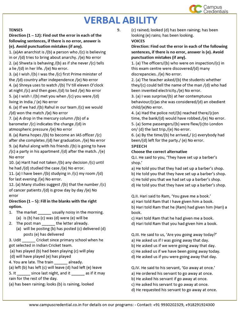 Verbal Ability Handout 2023 | PDF | Venture Capital | Corporate Finance