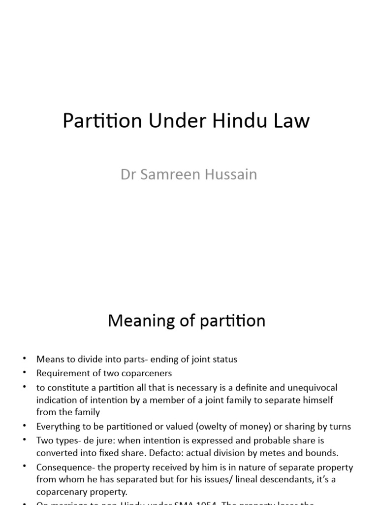 Partition Under Hindu Law | PDF | Justice | Crime & Violence Partition Under Hindu Law | PDF | Justice | Crime & Violence