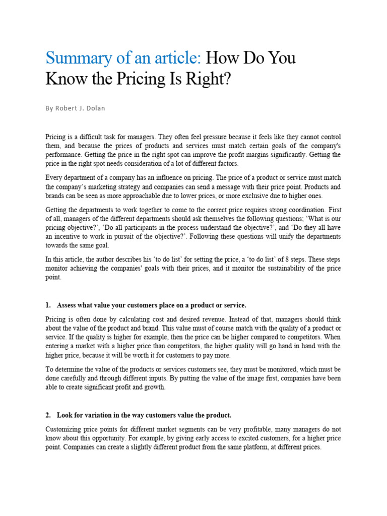 Summary Pricing | PDF | Pricing | Profit (Economics)