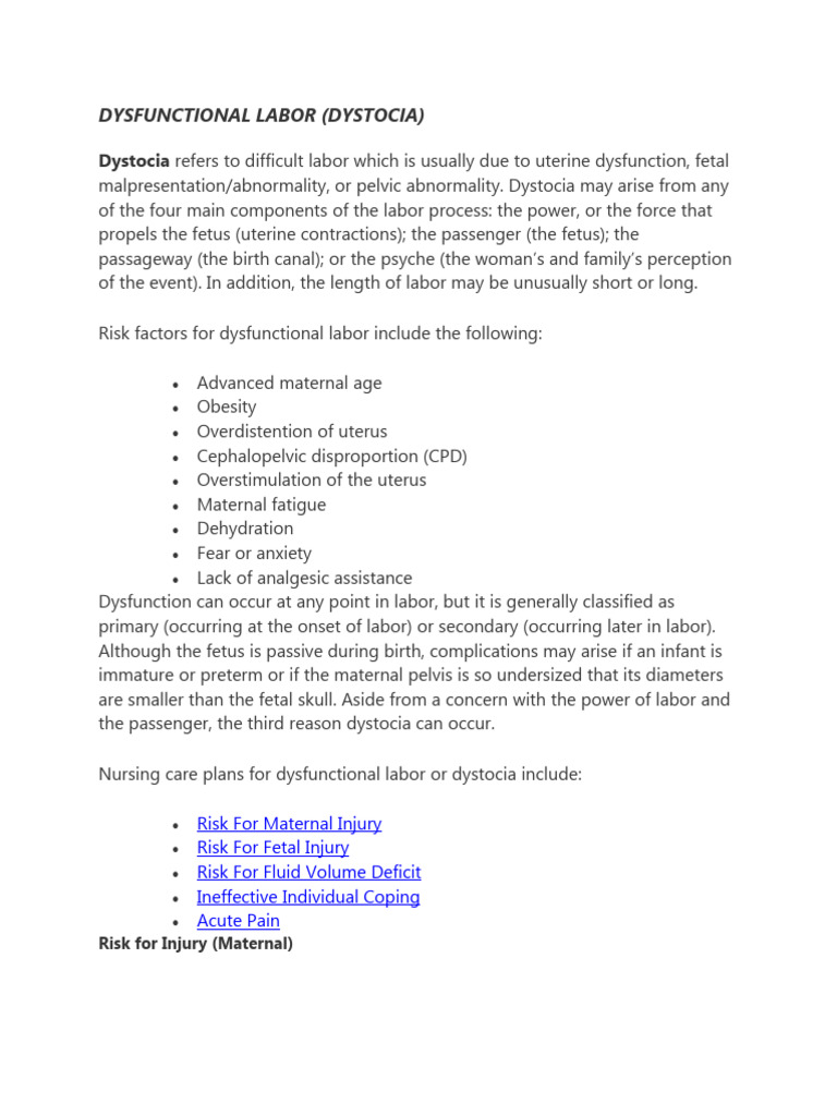 DYSFUNCTIONAL-LABOR | PDF | Childbirth | Fetus
