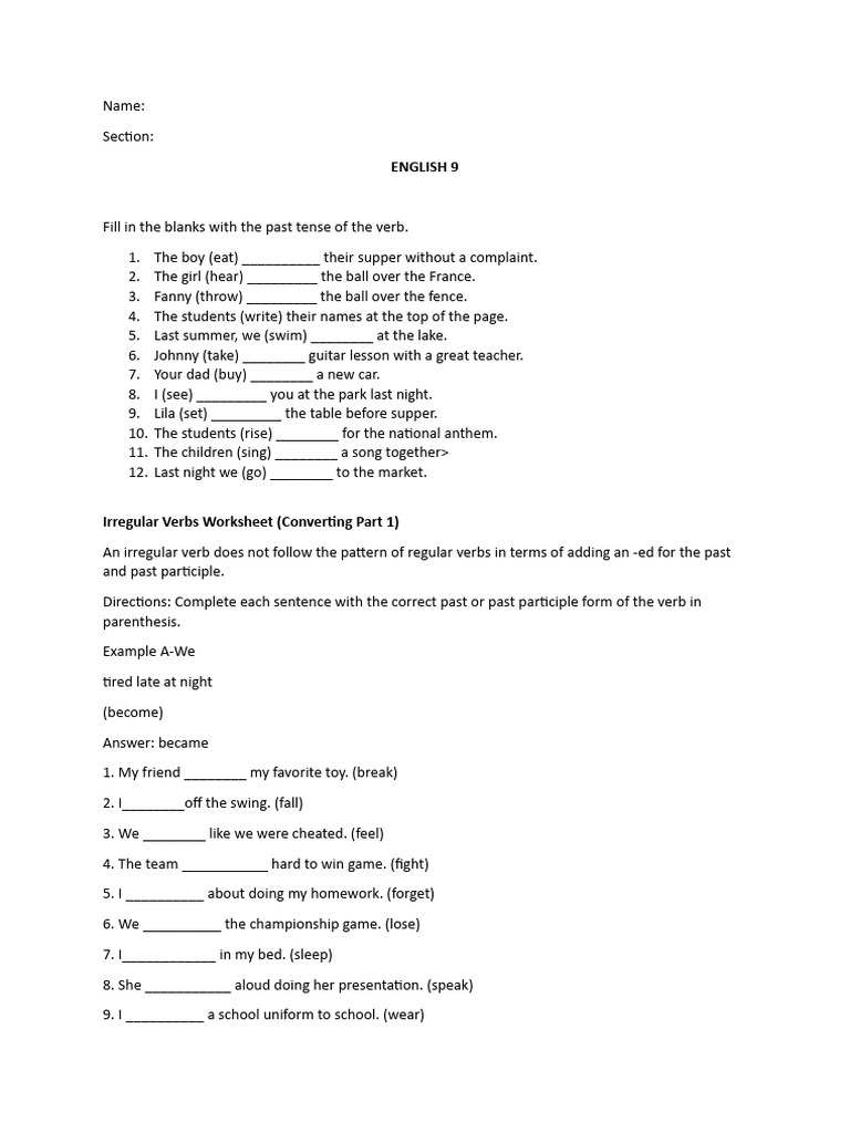 ENGLISH ASSIGNMENTS 9 prt2 | PDF | Verb | Grammar