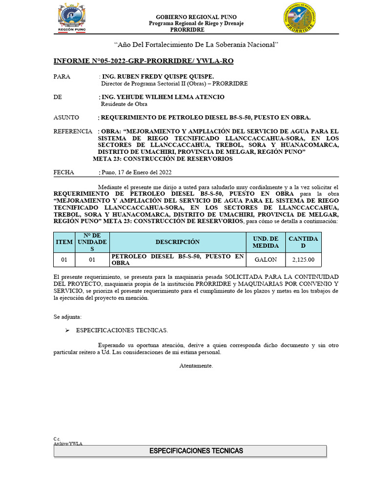 INFORME #005 Diesel - EETT. | PDF