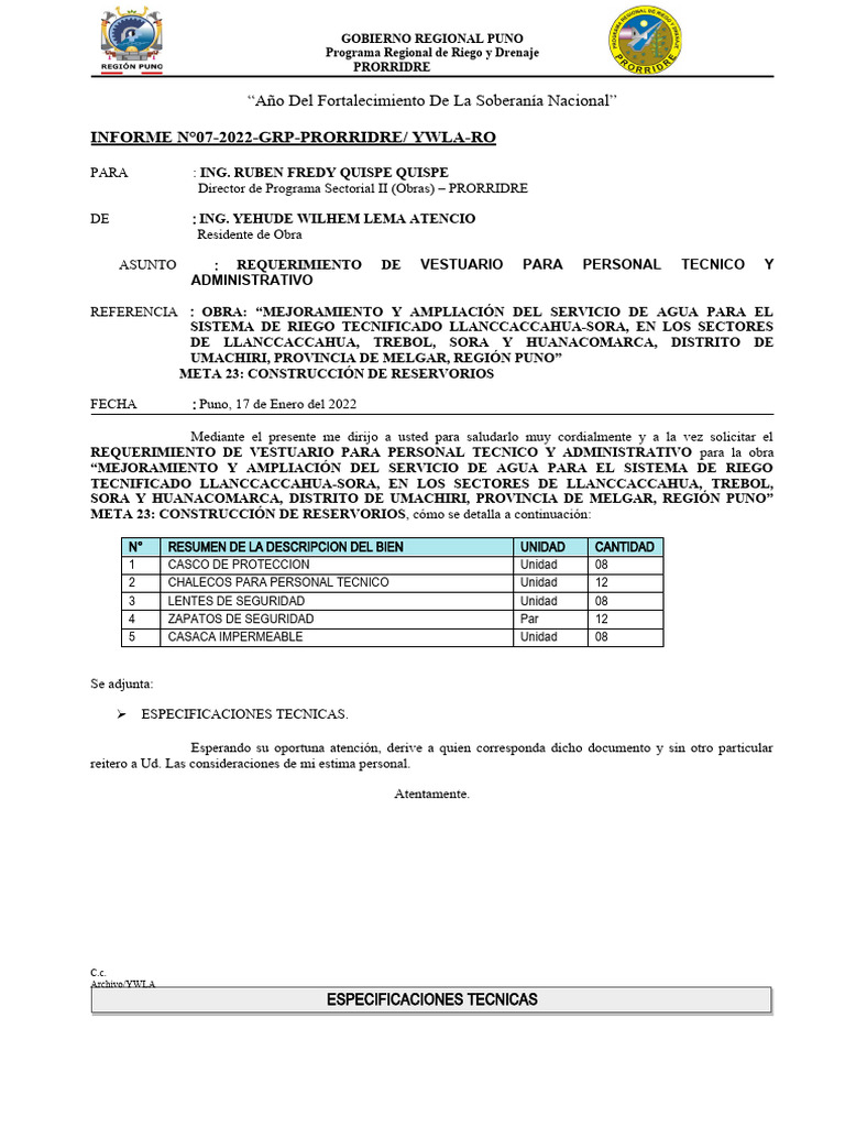Informe #007 Epp Tecnico | PDF | Aislamiento térmico | Casco