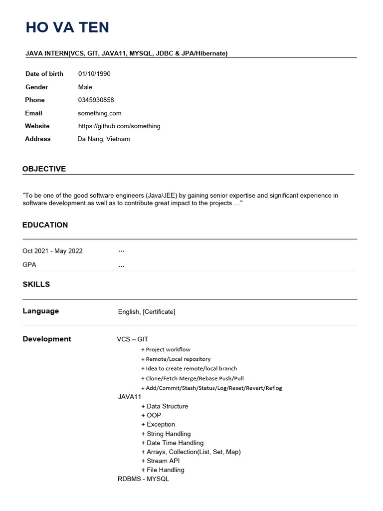 BKIT CV Template | PDF