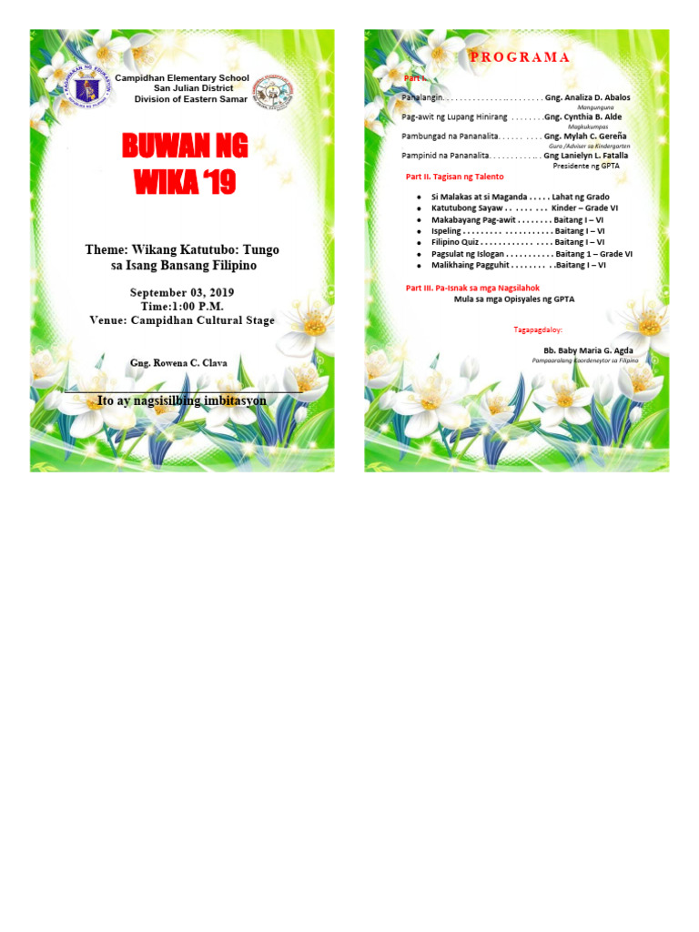 Buwan NG Wika Celebration 2019 | PDF