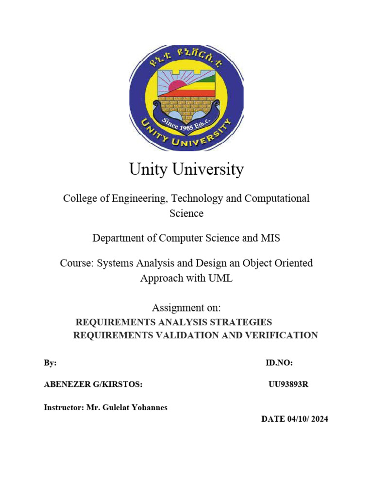OOSAD Requirements-Determination and Verification-and-Validation | PDF ...