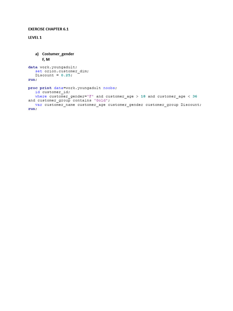 B1 Exercise Chapter 6 Pdf Sas Software Data Management