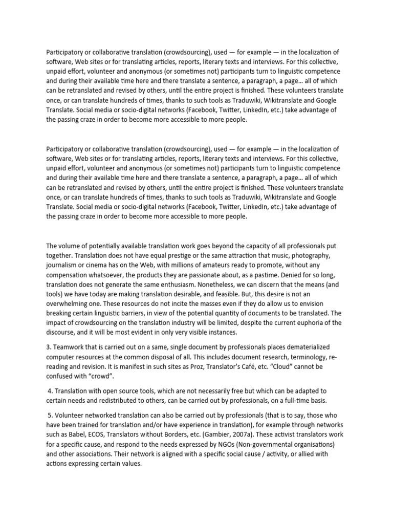 Participatory or Collaborative Translation | PDF | Translations ...