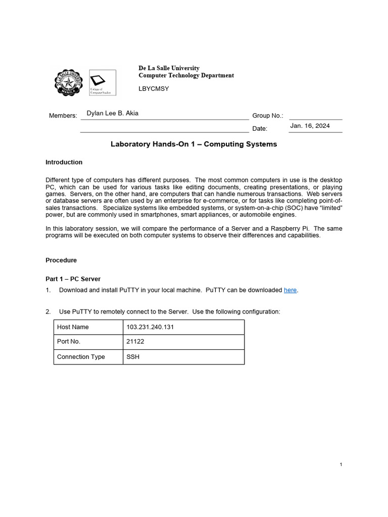 Lab Hands On 1 - Computing Systems (AKIA) | PDF | Raspberry Pi | Central Processing Unit