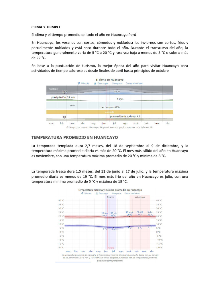 Huancayo Clima y Tiempo | PDF | Clima templado | Ciencias de la Tierra