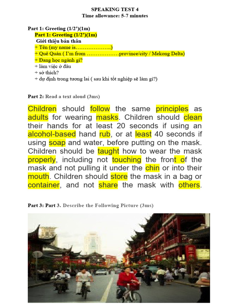 Speaking Test 4 Guidelines and Tasks | PDF