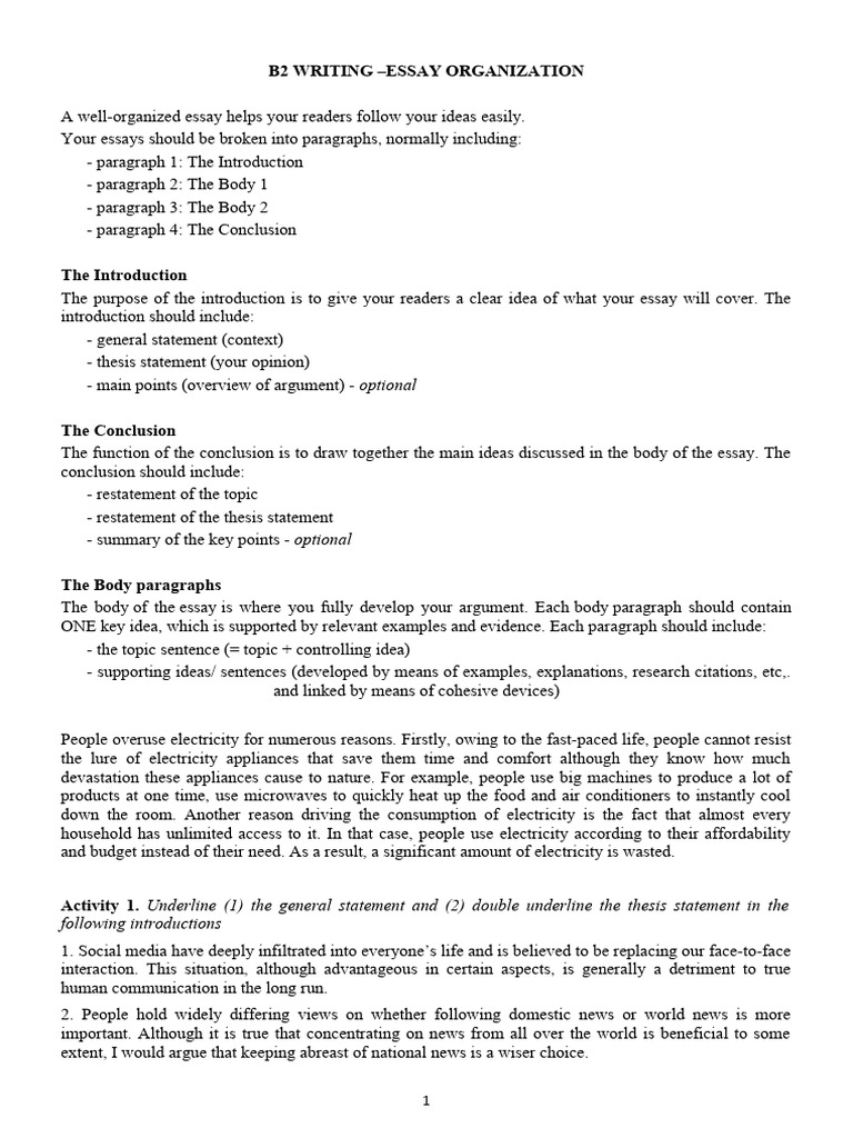 Essay Organization Guide for B2 Writers | PDF | Essays | Social Media