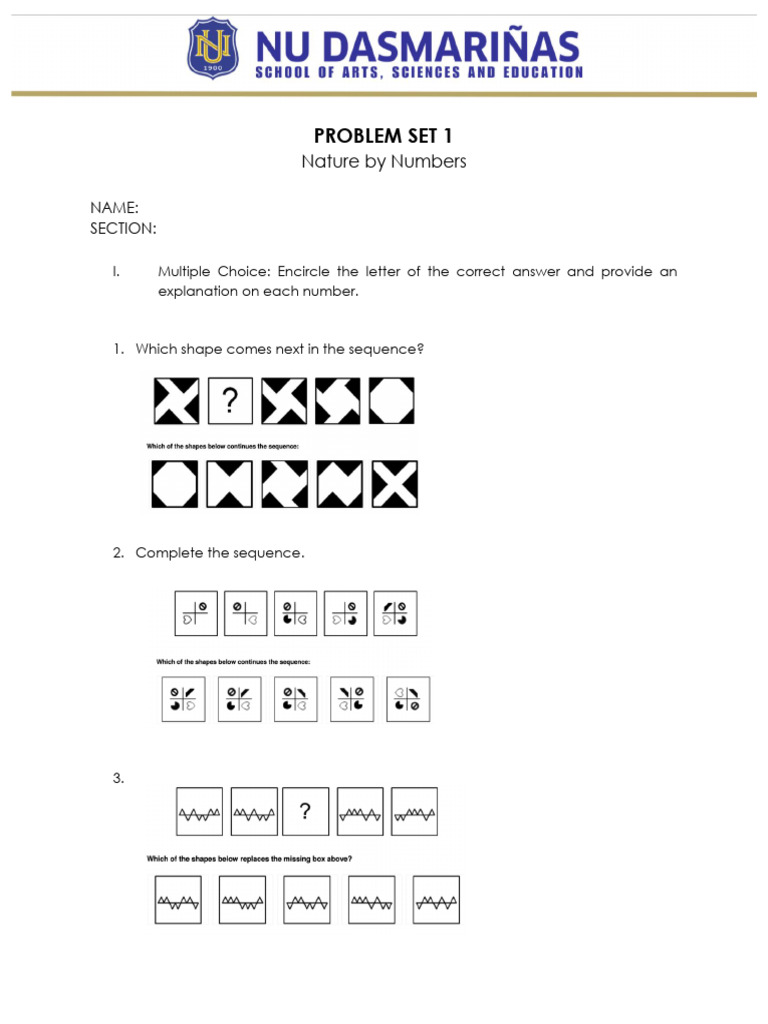 Nature by Numbers: Problem Set 1 | PDF