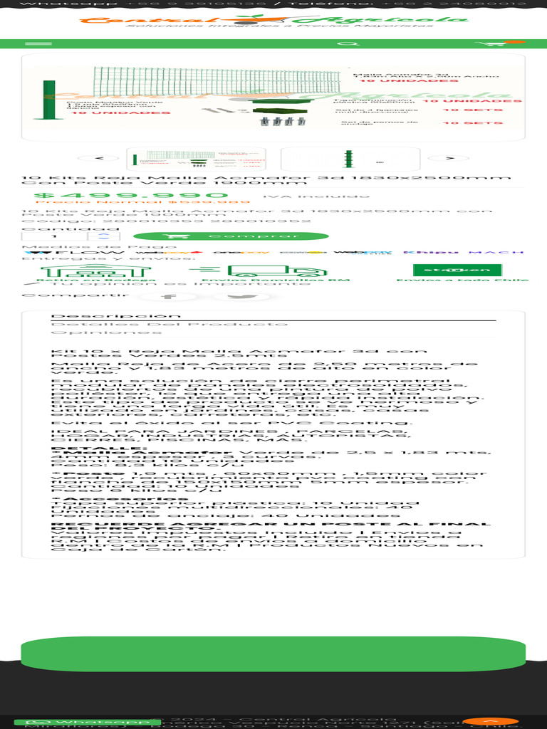10 Kits Reja Malla Acmafor 3d 1830x2500mm Con Poste Verde 1900mm | PDF