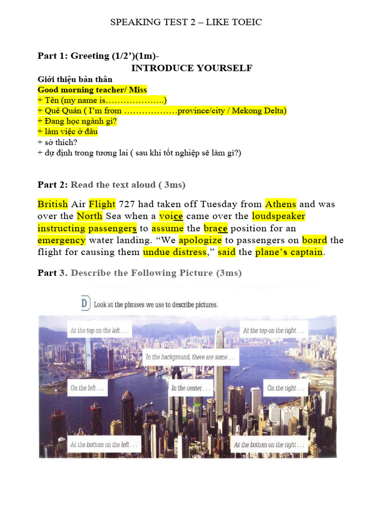 Speaking Test 2 | PDF