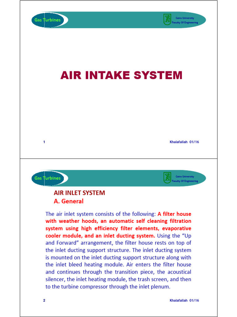 Gas Turbine Air Intake System Overview | PDF | Duct (Flow) | Gas Turbine