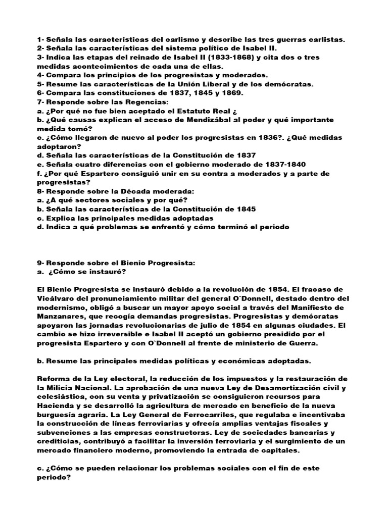 Historia Política de Isabel II y el Sexenio | PDF | España | Gobierno