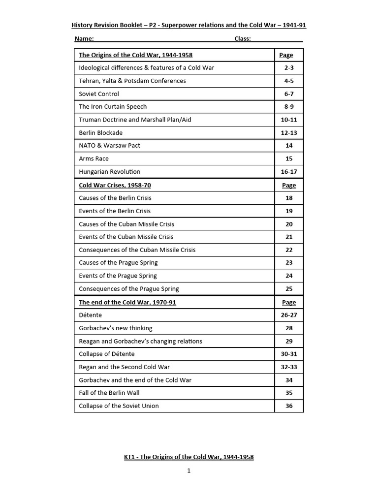 Cold War Revision Booklet - Full | PDF | Cold War | Nikita Khrushchev Cold War Revision Booklet - Full | PDF | Cold War | Nikita Khrushchev