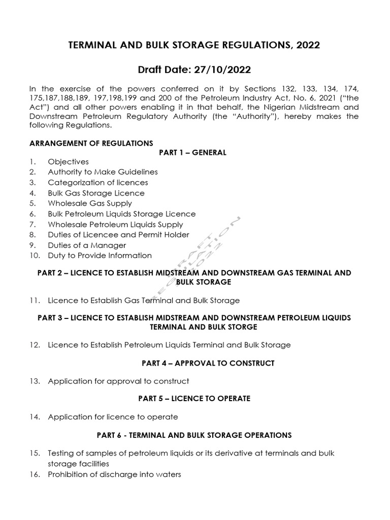 Terminal and Bulk Storages Regulations | PDF | Natural Gas | Fuels