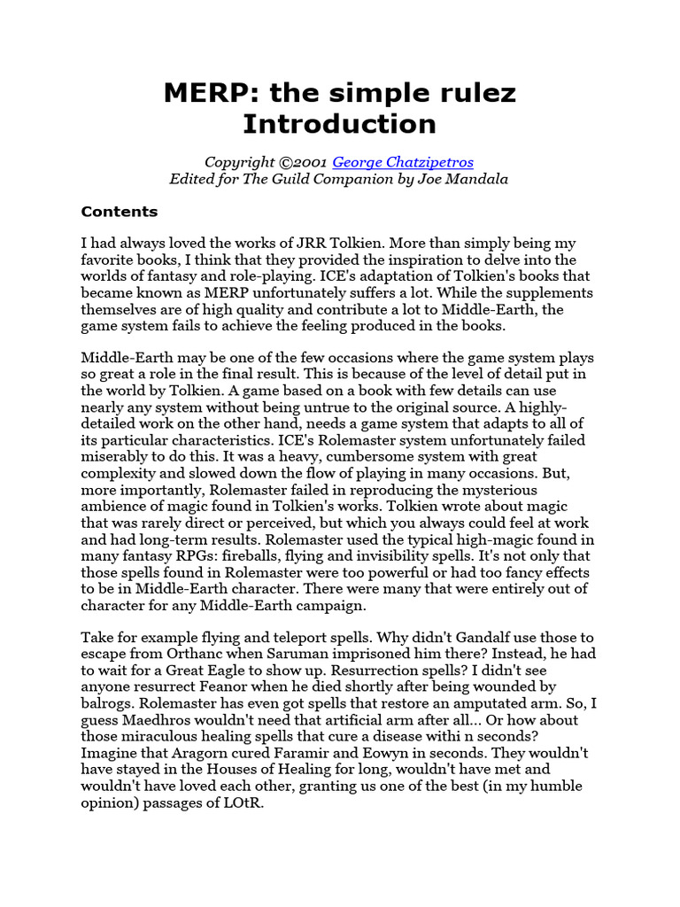 02 MERP The Simple Rulez - Introduction by George Chatzipetros ...