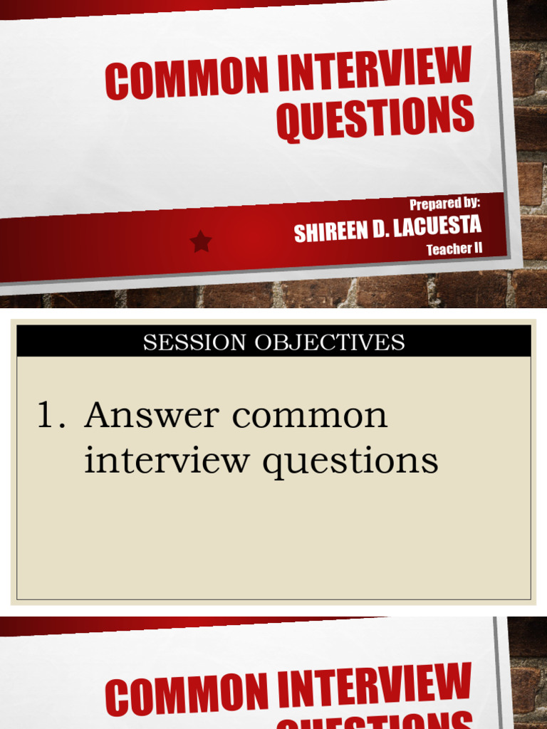 Common Interview Questions | PDF | Knowledge | Behavior Modification