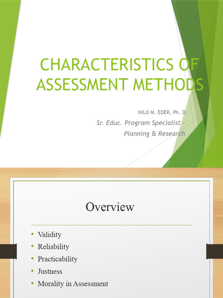 Characteristics of Assessment Tools | Download Free PDF | Validity ...