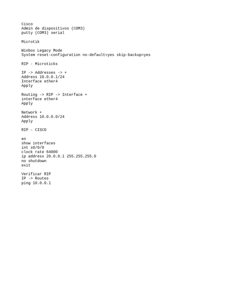 Comandos Microticks RIP | PDF