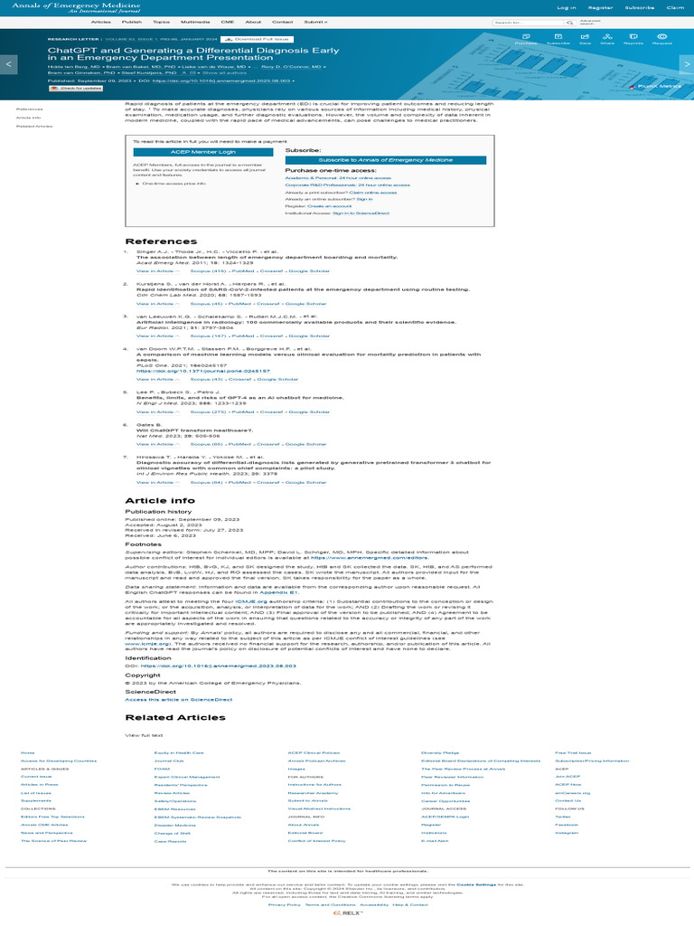 ChatGPT and Generating A Differential Diagnosis Early in An Emergency ...
