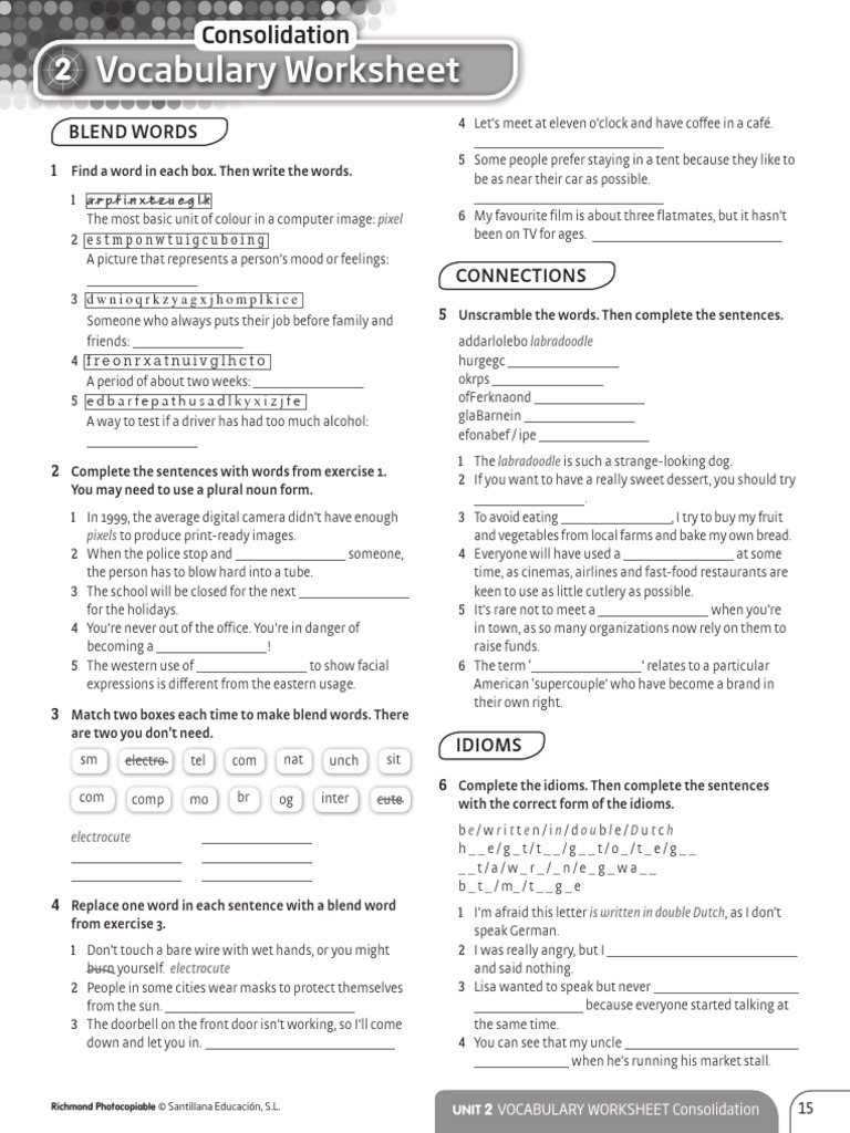 Achievers_C1_Vocabulary_Worksheet_Consolidation_Unit_2 | PDF | Linguistics