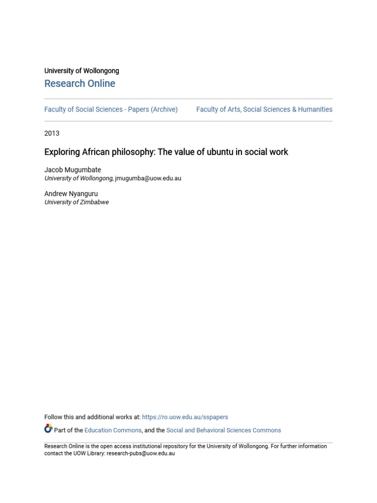 Ubuntu's Role in Social Work Ethics | PDF