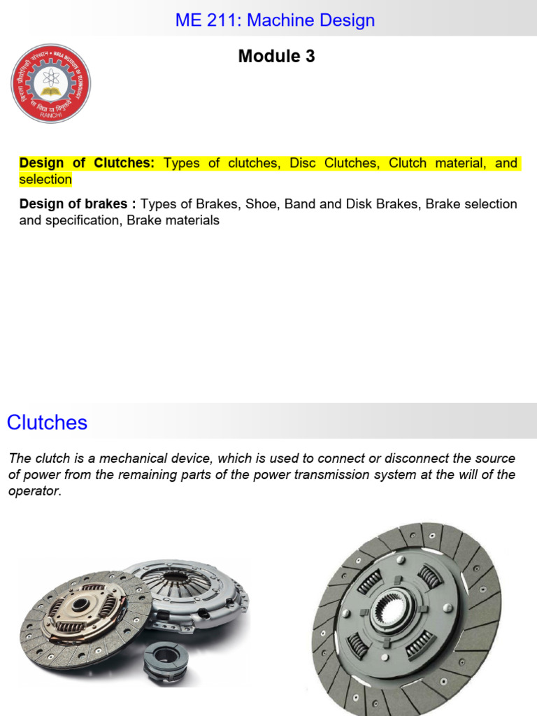 Module 3 Clutches | PDF | Clutch | Friction