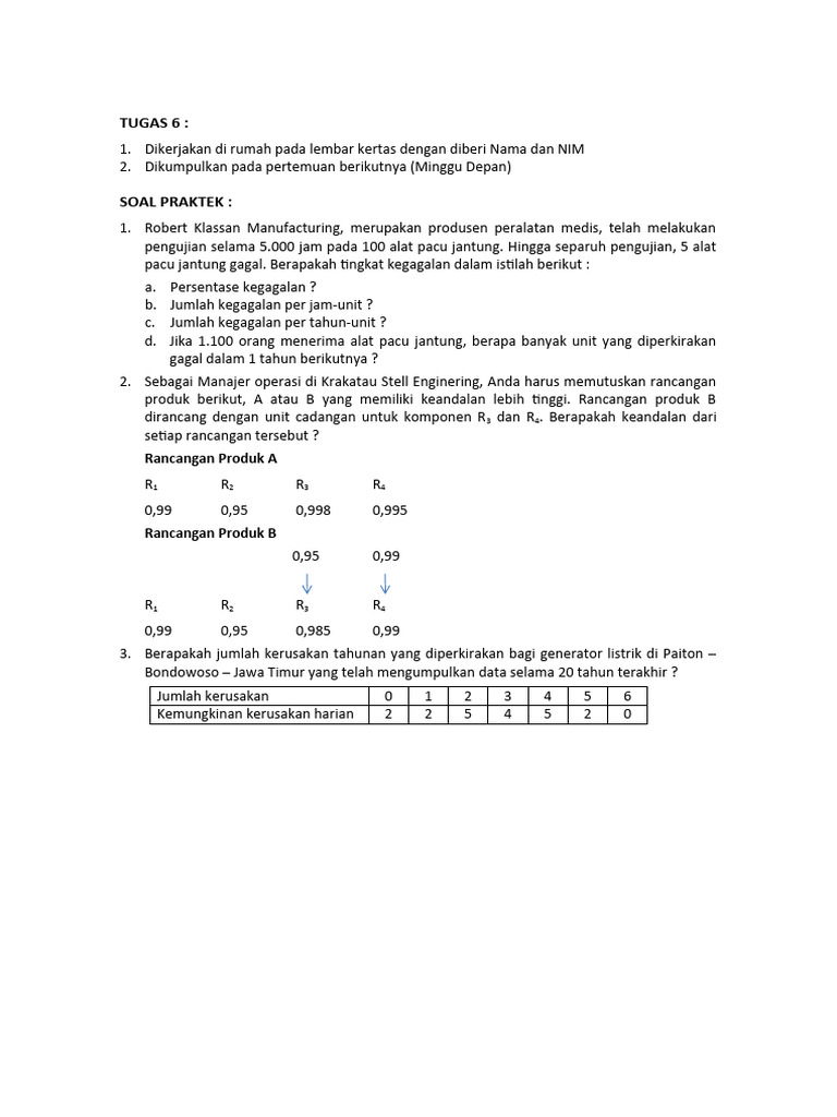Soal Tugas MO-2 (Pemeliharaan Dan Keandalan) | PDF