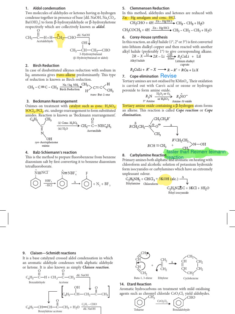 Important Organic Chemistry Reactions | PDF | Ester | Ether