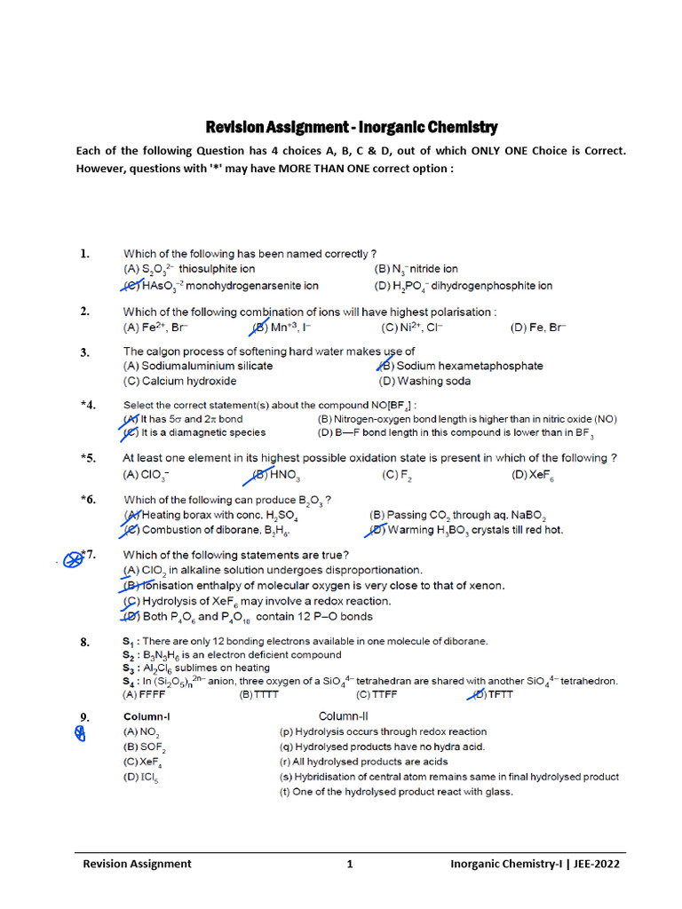Inorganic Chemistry Assignment | PDF | Chemical Bond | Molecular Orbital
