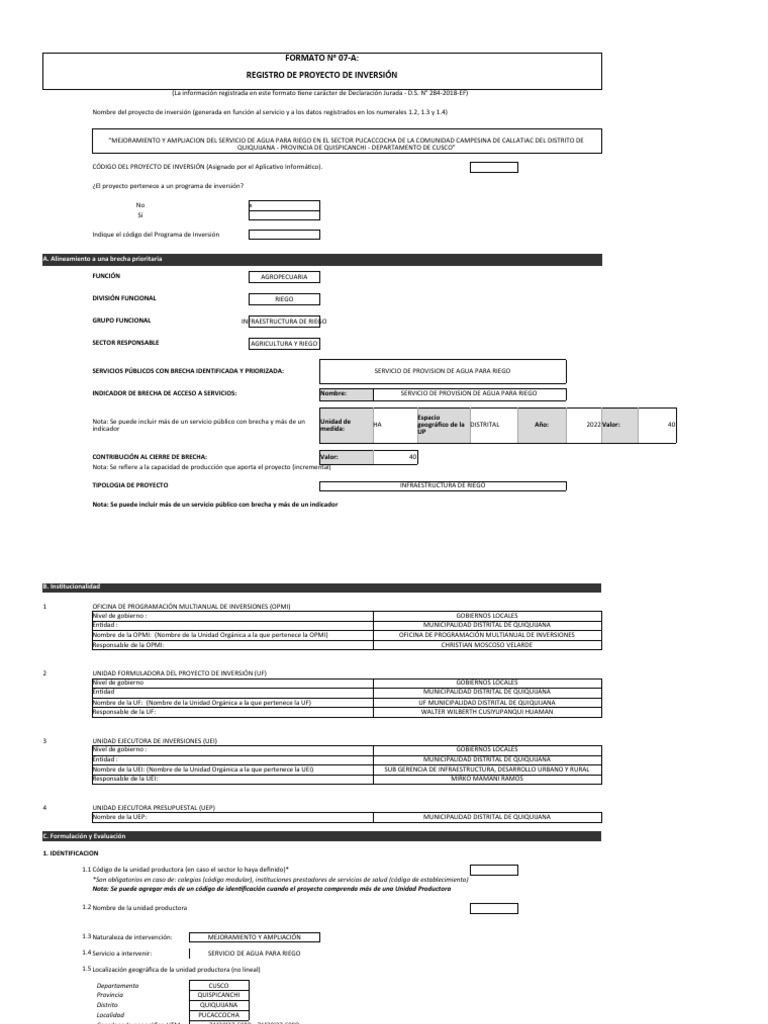 FORMATO 07 - A | PDF | Riego | Asociación público-privada