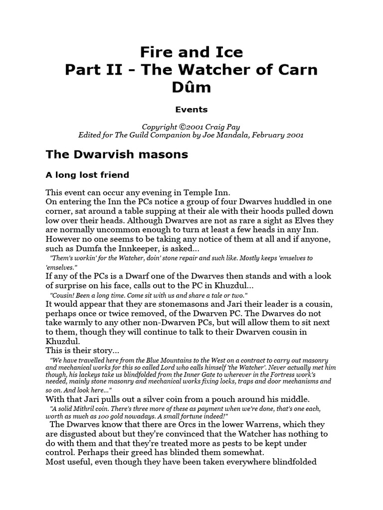 08.2 Ire and Ice Part II - The Watcher of Carn Dûm - Events by Craig ...
