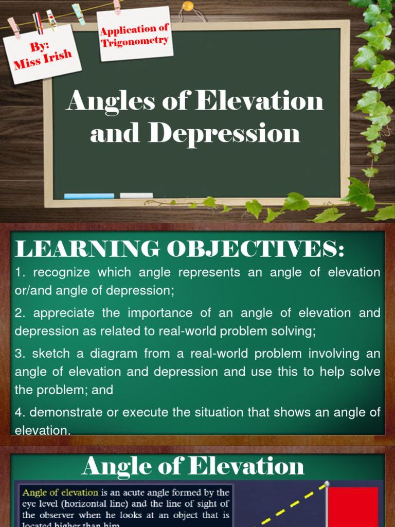 Angles of Elevation and Depression | PDF | Trigonometric Functions ...