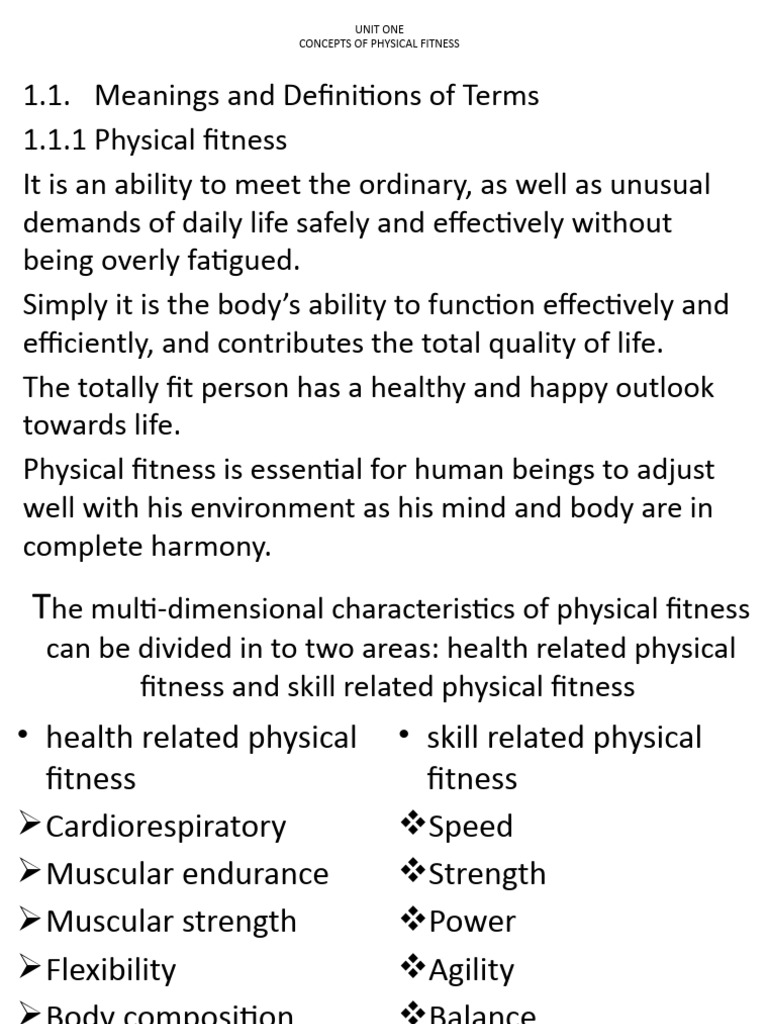 Physical Fitness Unit One | PDF | Aerobic Exercise | Physical Fitness