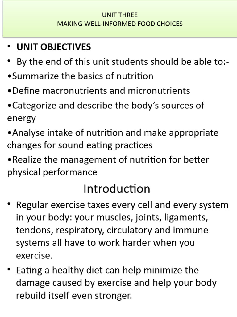 Physical Fitness Unit 3 | PDF | Food Energy | Nutrients