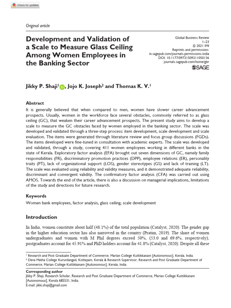 Glass Ceiling Scale | PDF | Validity (Statistics) | Sampling (Statistics)