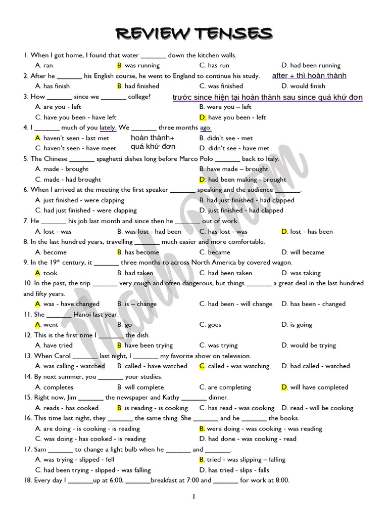 Review Tenses | PDF