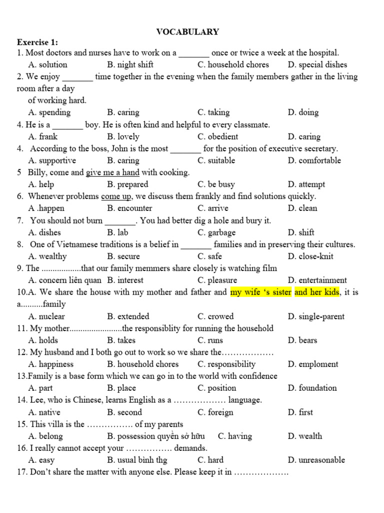 VOCABULARY | PDF | Vietnamese People | Nonverbal Communication