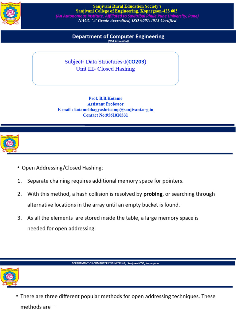 Closed Hashing-ADS | PDF | Algorithms And Data Structures | Computer Programming