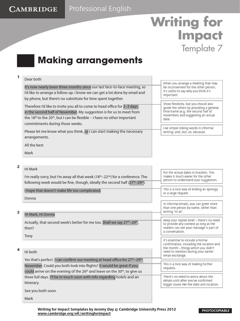 WfI+Templates - 7 - Making Arrangements | PDF