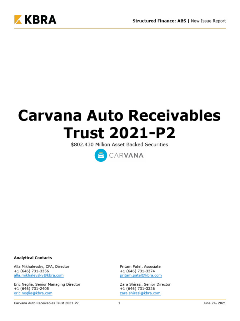 Carvana Auto Receivables Trust 2021-P2 New Issue Report | PDF ...