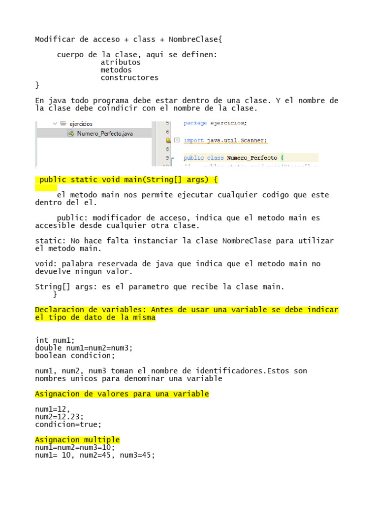 Repaso Java Programacion | PDF | Java (lenguaje de programación) | Variable (informática)
